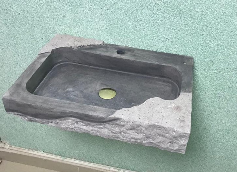 Hand Carved Black Basalt Marble Sink: Natural Stone Bathroom Basin ...