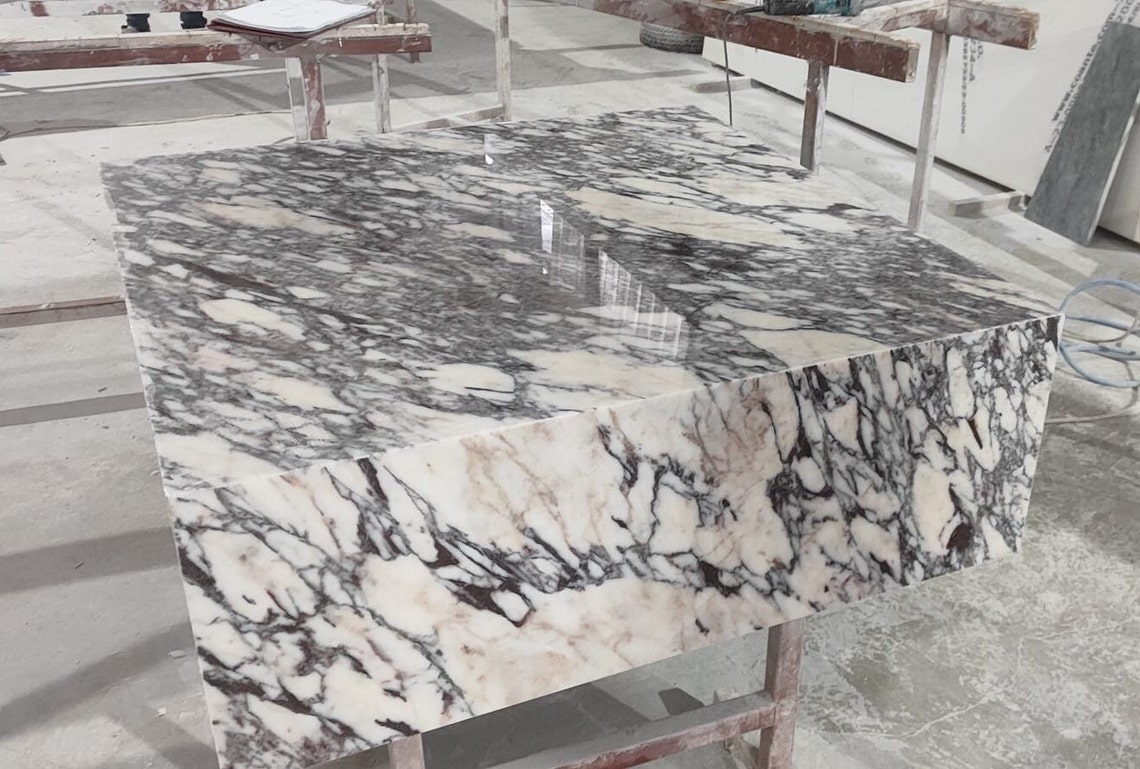 Calacatta Viola Marble Plinth Coffee Table, Custom Cube End Table - Etsy