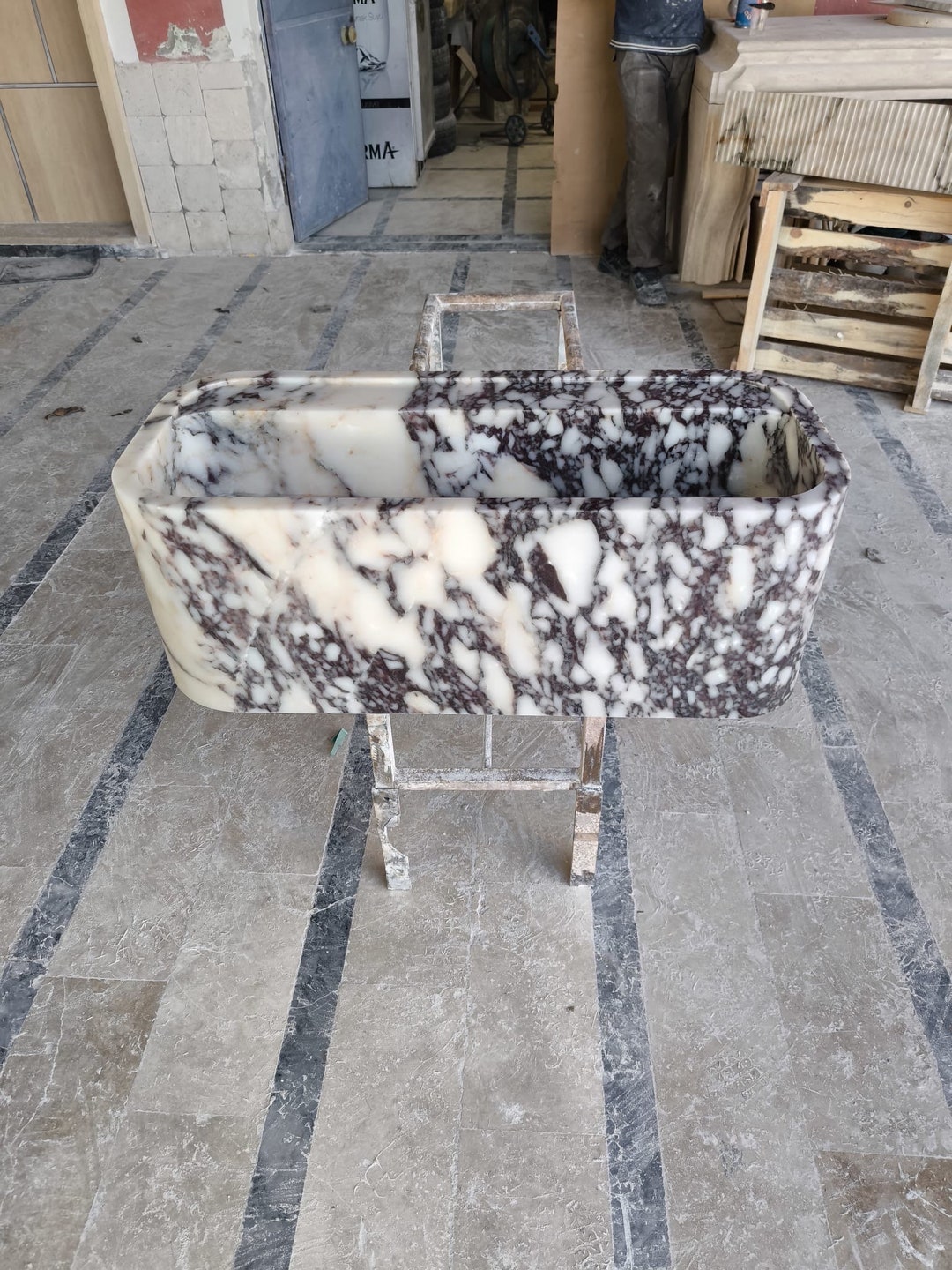 Alacatta Viola Marble Wall Mounted Sink ,handcrafted Natural Stone ...