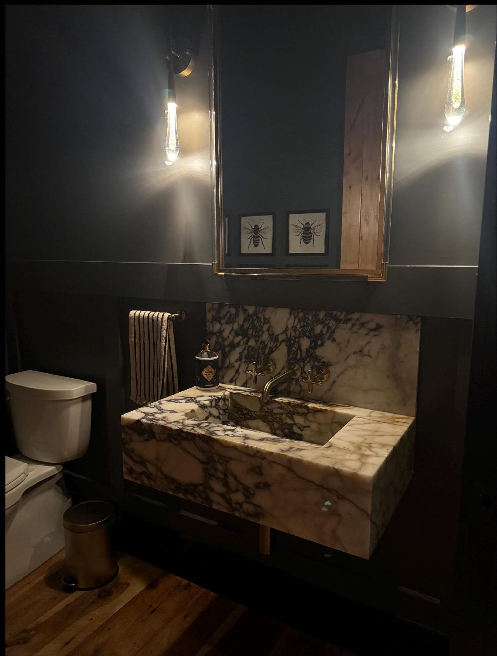 Complete Calacatta Viola Marble Floating Sink: Bathroom Vanity, Wall ...