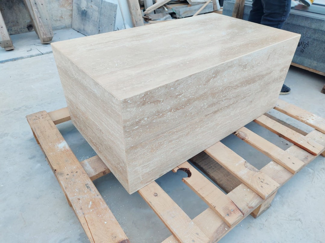 Rectangular Travertine Coffee Table: Modern Natural Stone Accent - Etsy