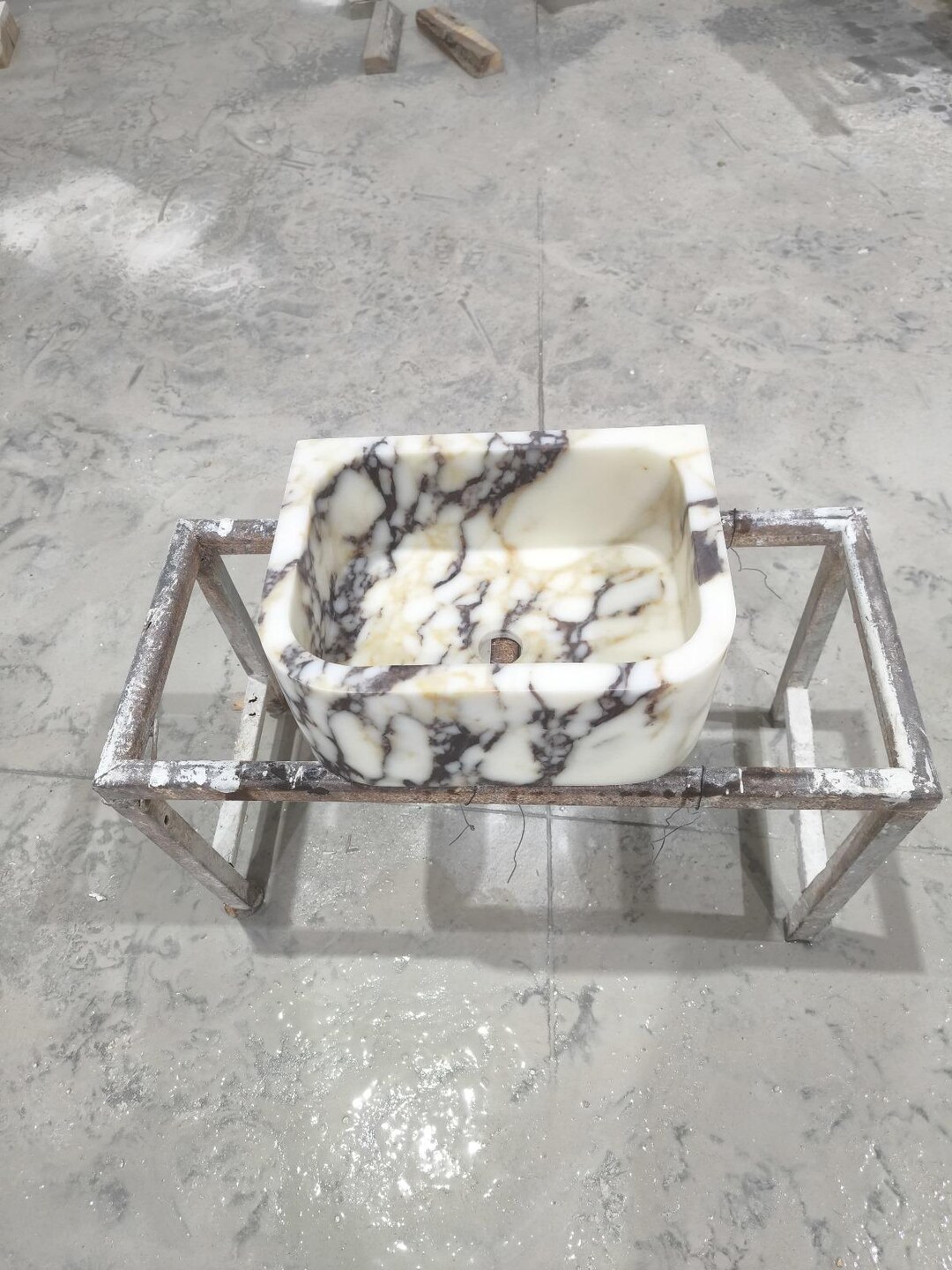 Handcrafted Calacatta Viola Marble Vessel Sink: Natural Stone Basin - Etsy