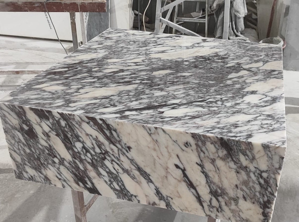 Calacatta Viola Marble Plinth Coffee Table, Custom Cube End Table - Etsy