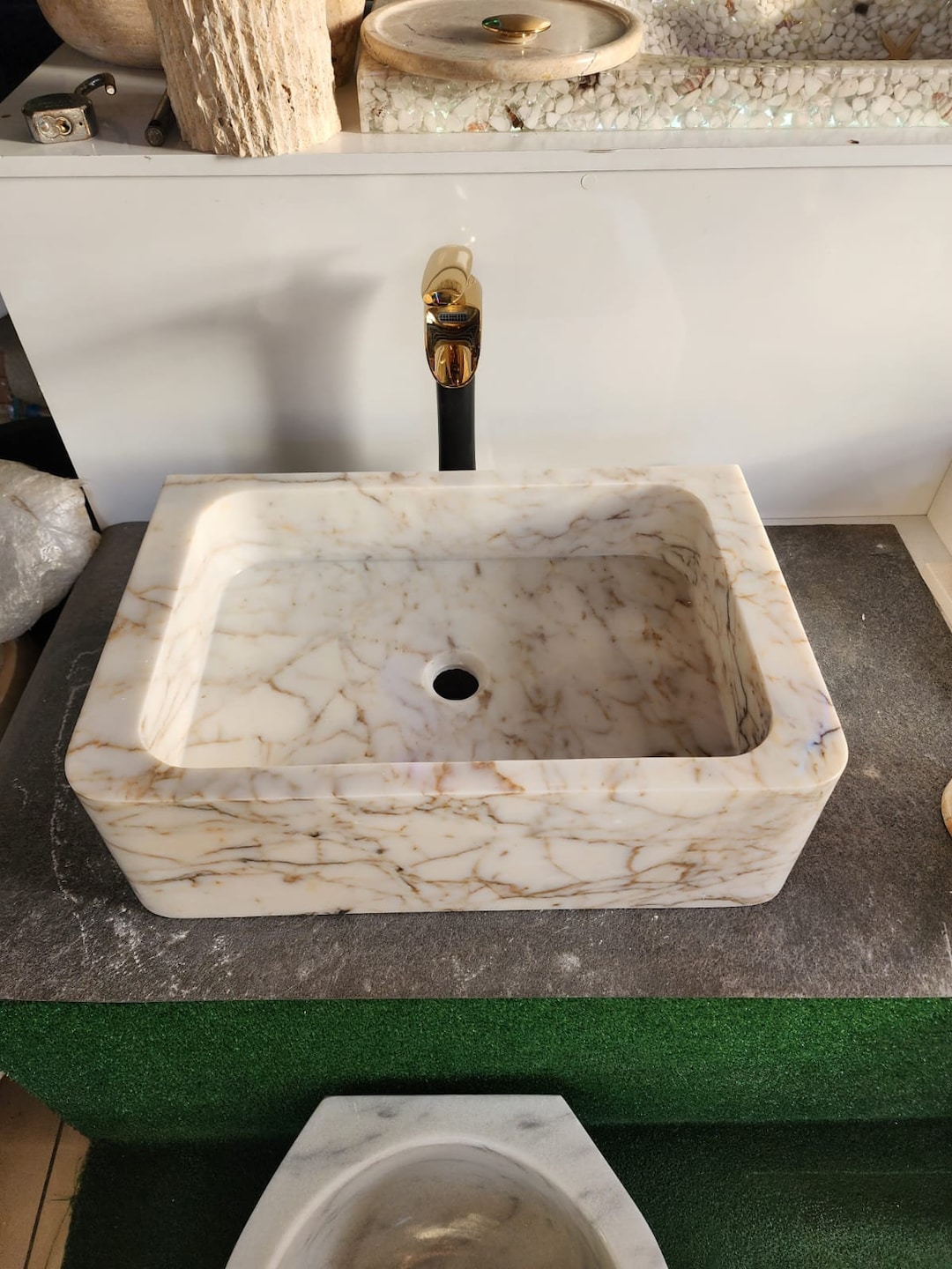 Handcrafted Sugar Marble Vessel Sink: Customizable Wall Mount Basin - Etsy