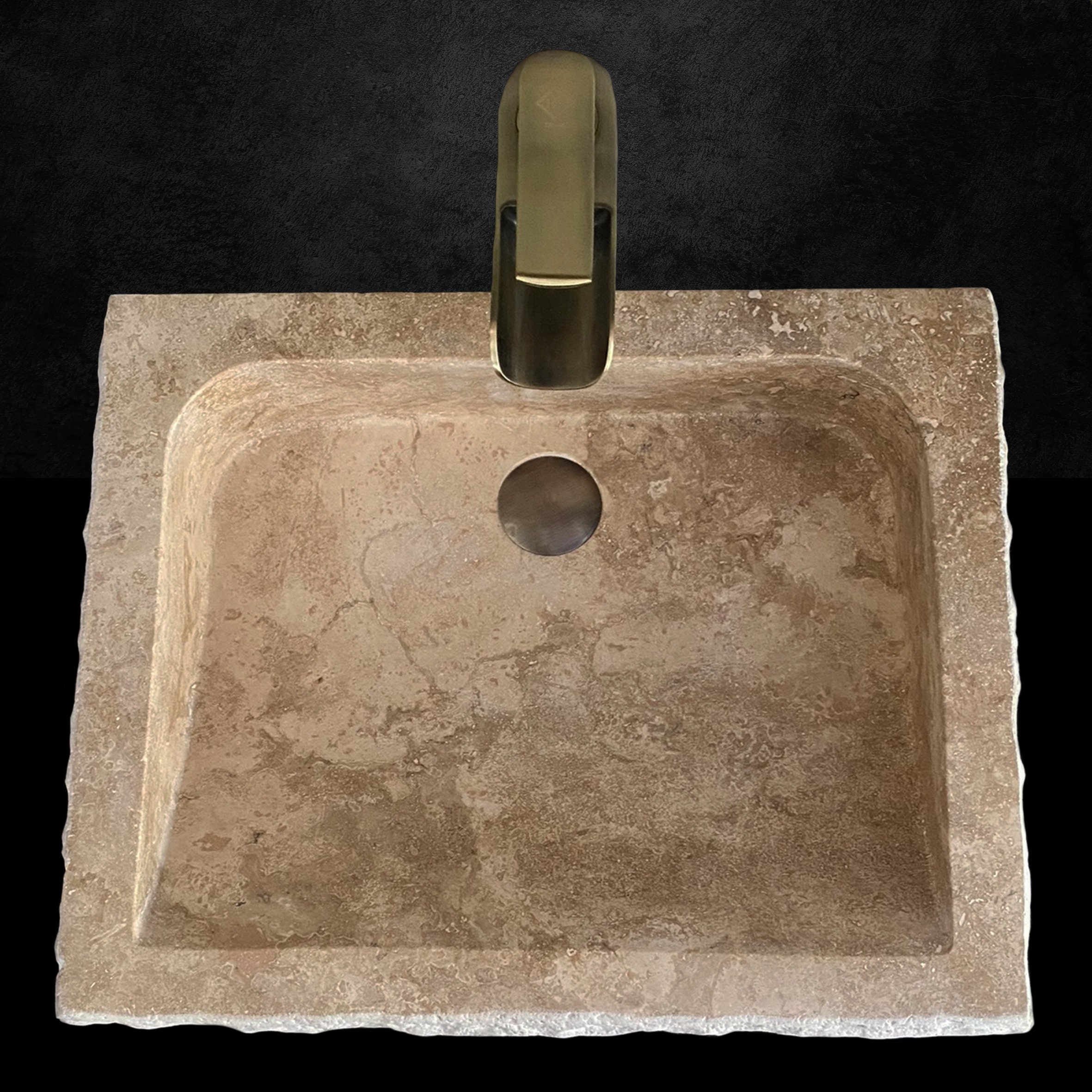Travertine Inclined Inside Rectangular Sink - With Faucet Hole ...
