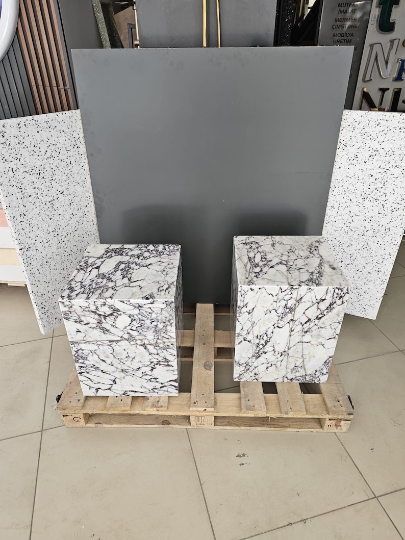 Calacatta Viola Marble Plinth Coffee Table , Marble Coffee Table ...