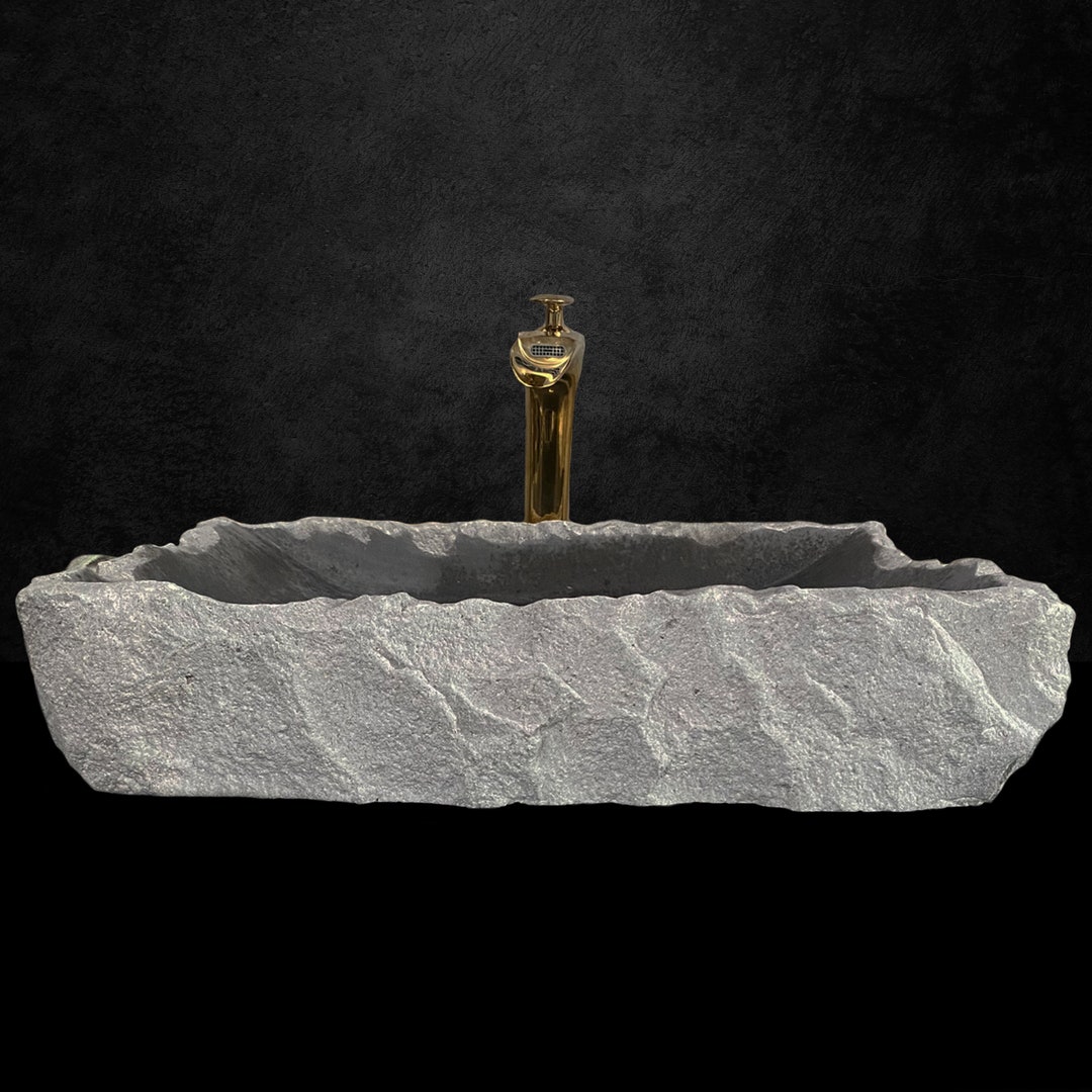 Basalt Rectangular Shapeless Design Washbasin - Handcrafted, 100% ...