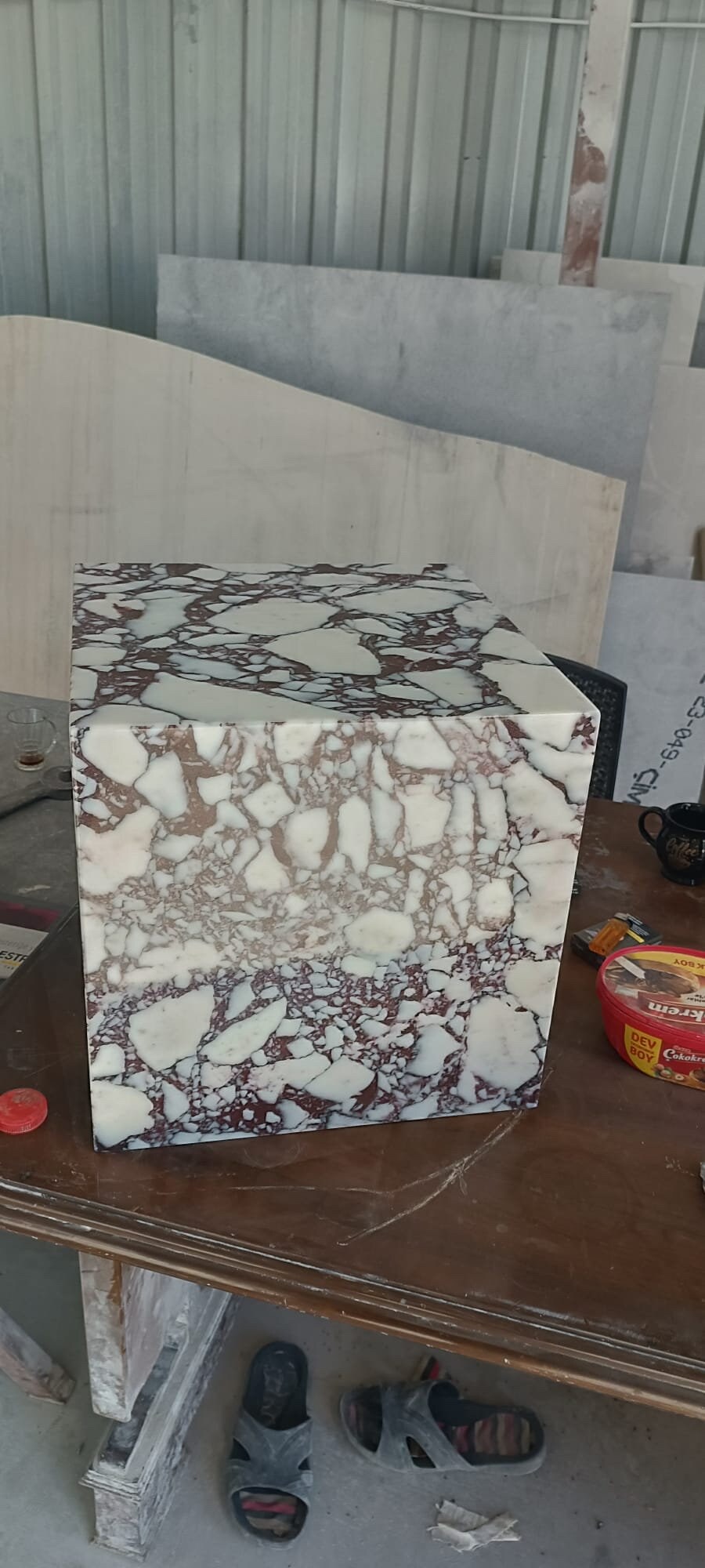 Calacatta Viola Marble Plinth Coffee Table , Marble Coffee Table ...