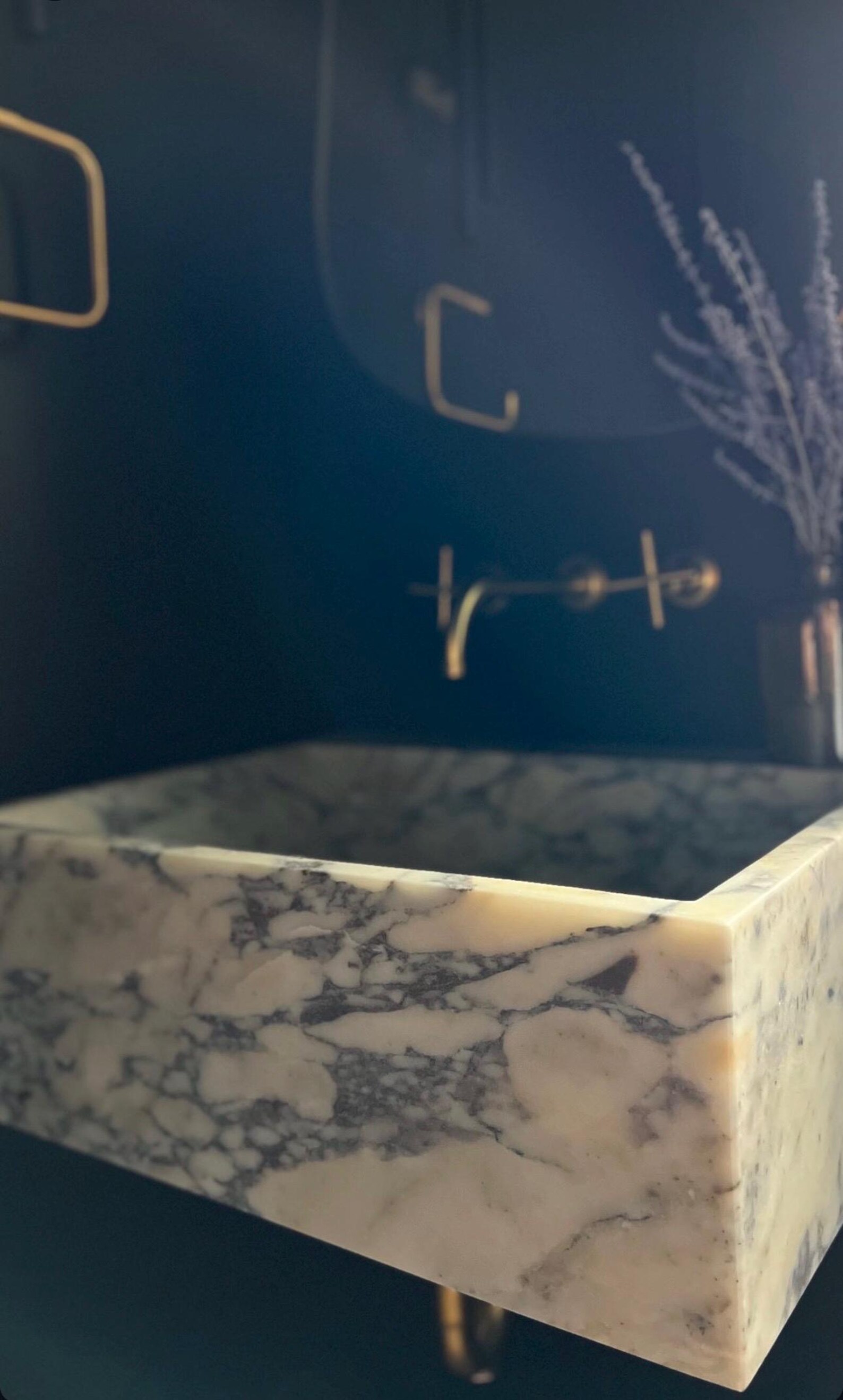 Handcrafted Viola Marble Wall Mounted Sink: Natural Stone Basin - Etsy