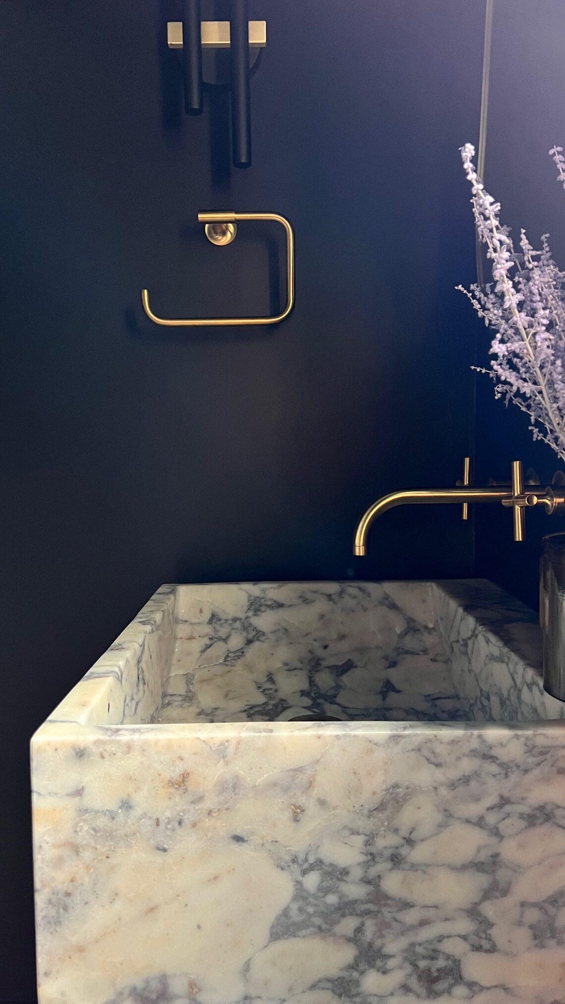 Handcrafted Viola Marble Wall Mounted Sink: Natural Stone Basin - Etsy