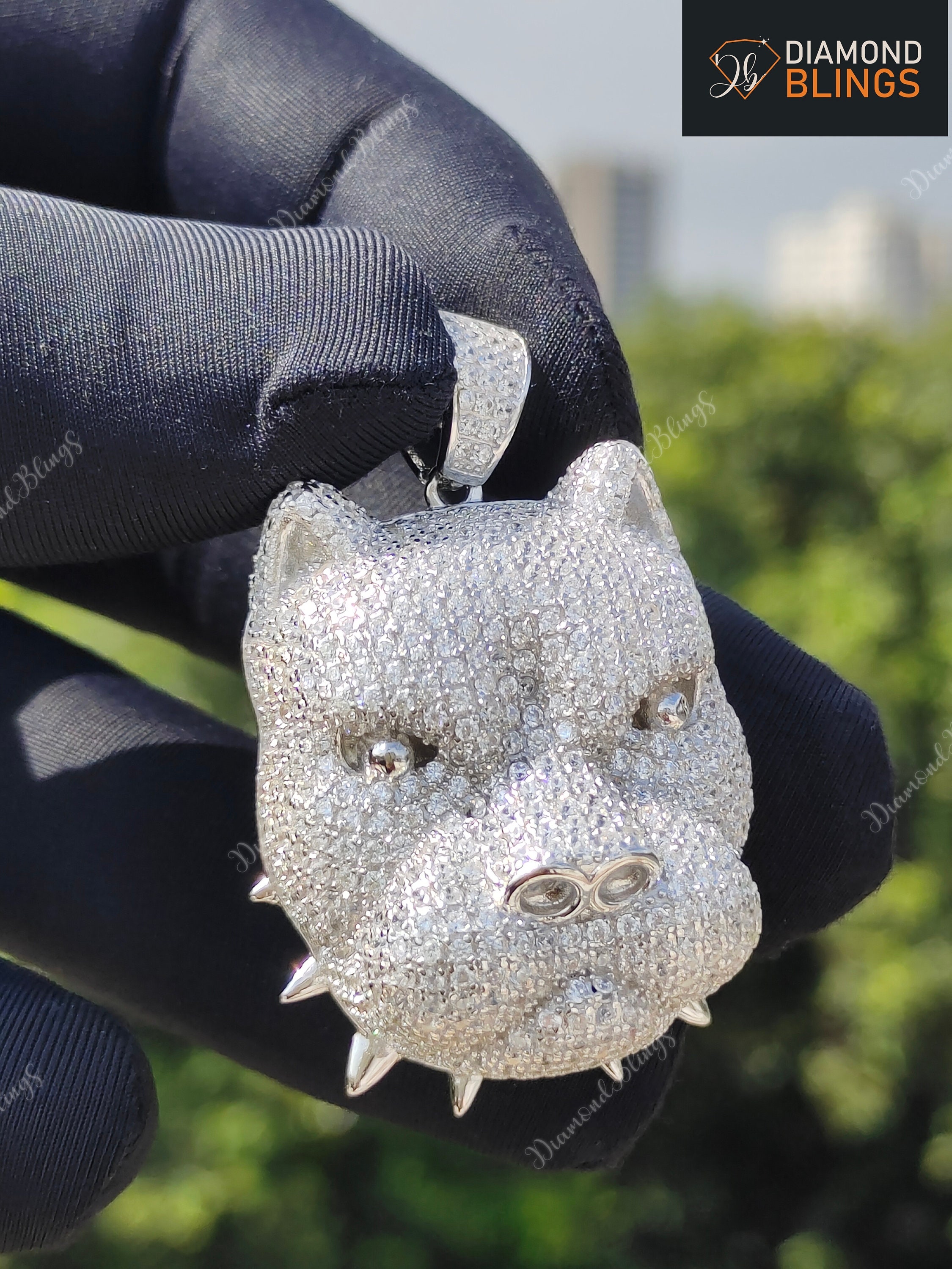 Custom Iced Out pitbull Dog Face With Bail VVS Moissanite Diamond ...