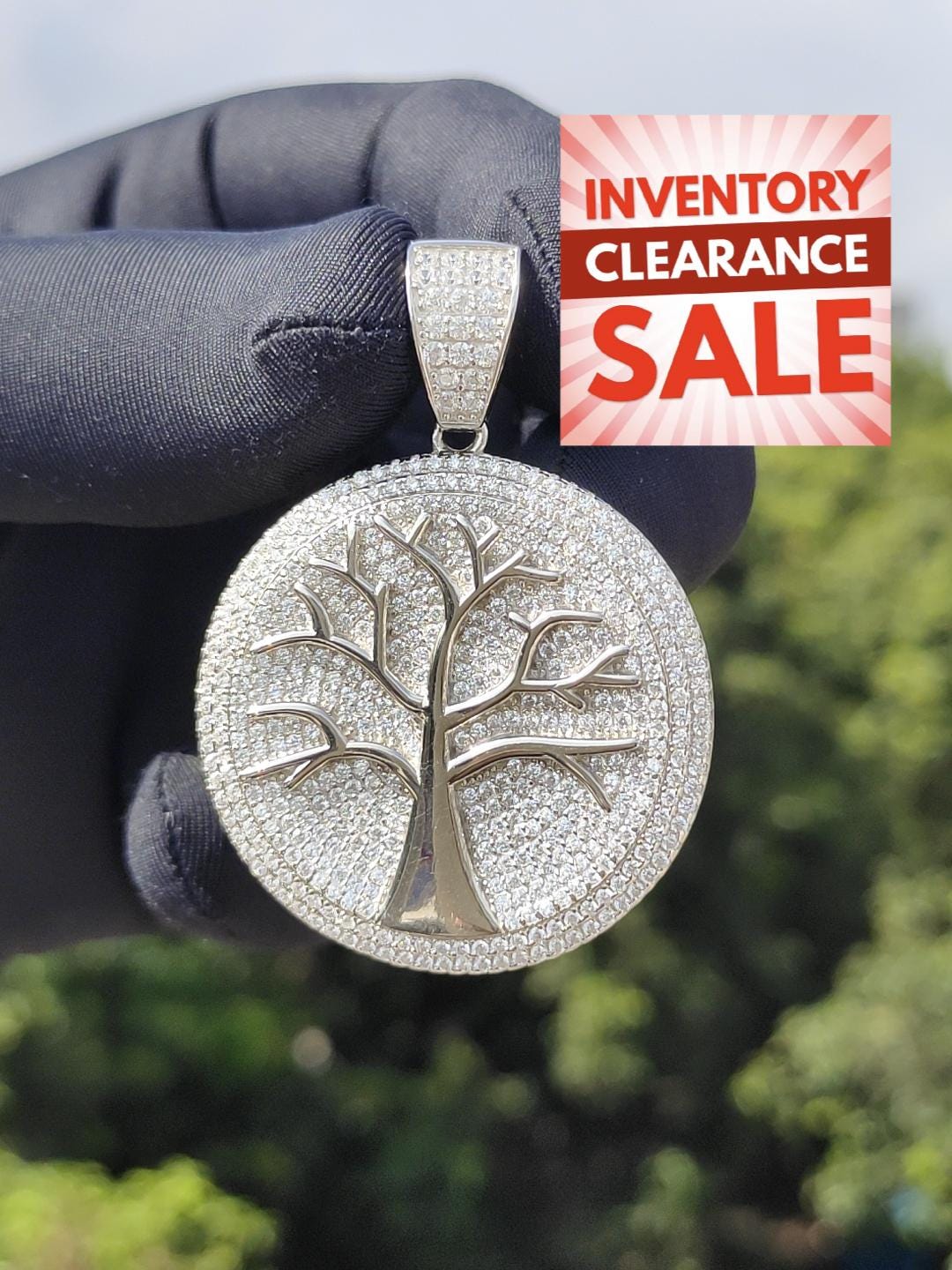 VVS Moissanite Diamond Custom "leafy Tree With Bail Pendant, Iced Out ...