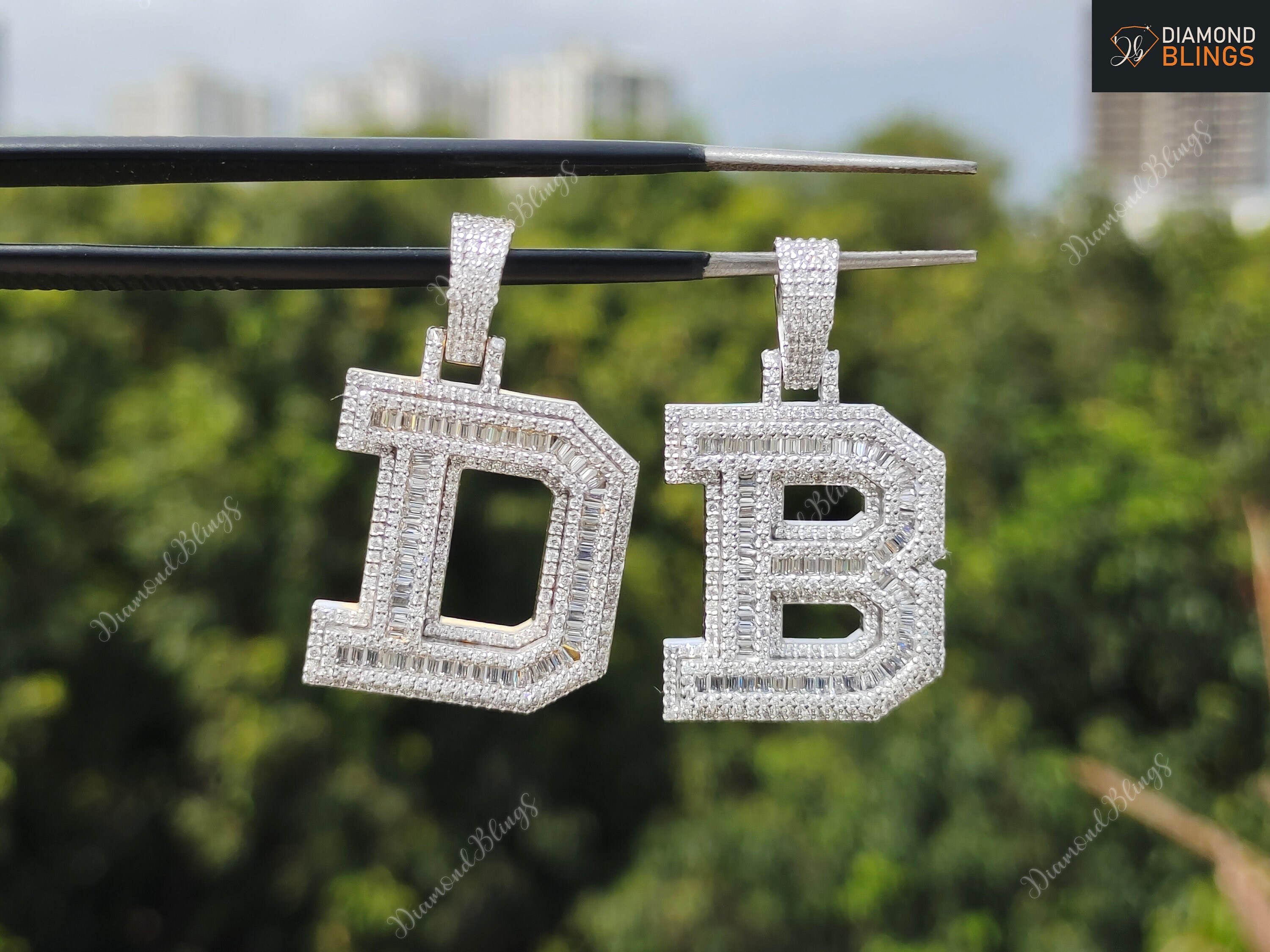 Custom Letters d or B With Bail Iced Out Pendant, Bust Down VVS ...