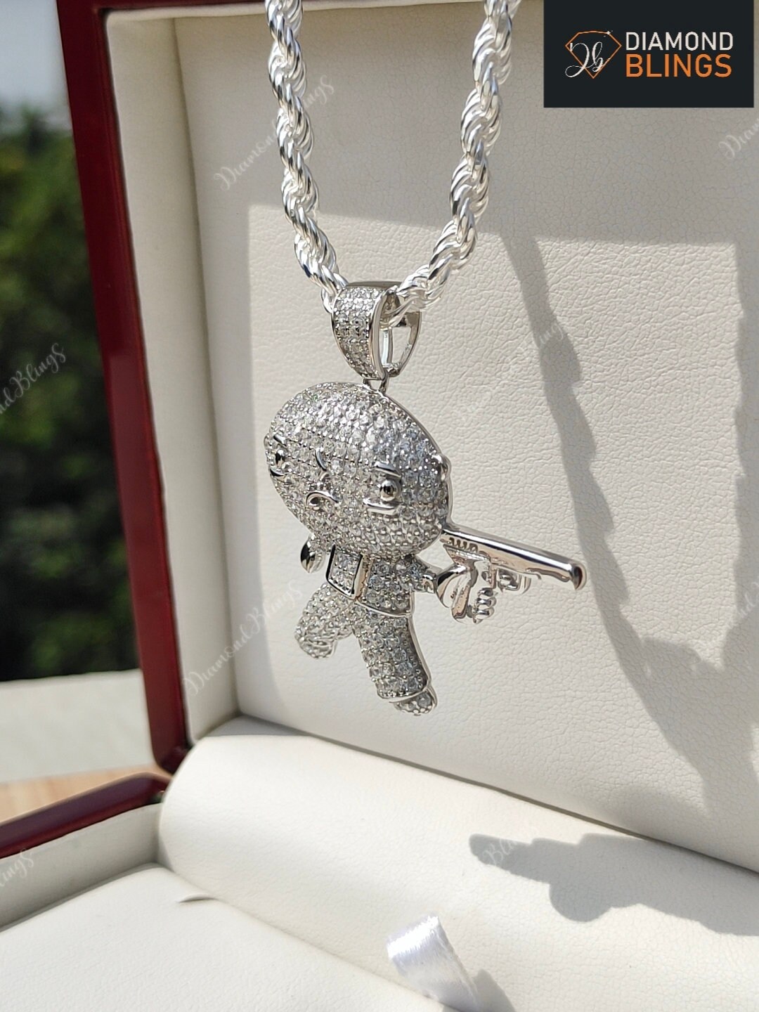 VVS Moissanite Diamond cartoon With Bail Pendant, Iced Out Silver Gold ...