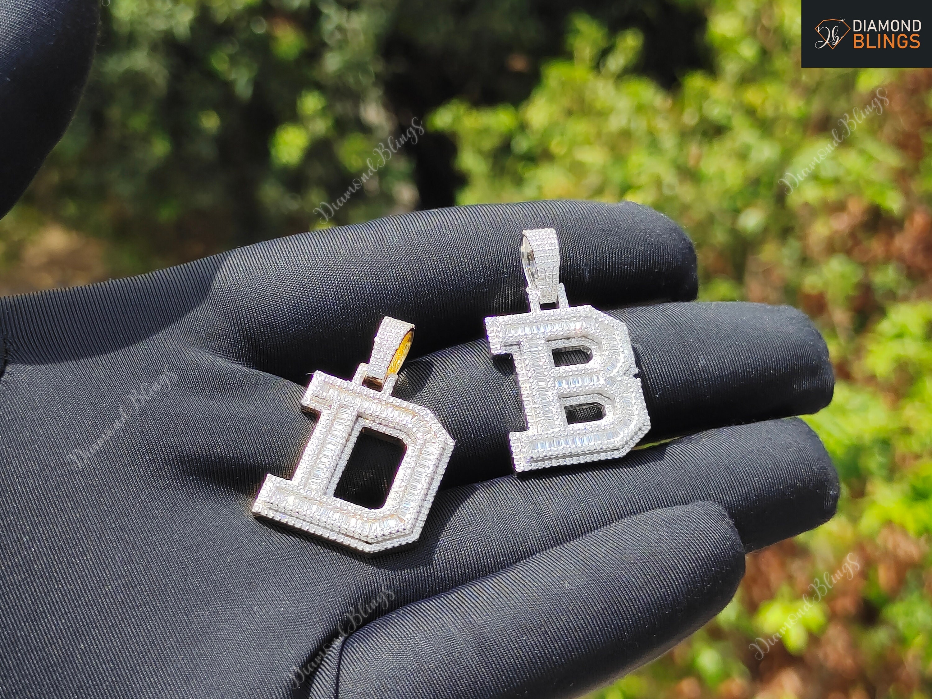 Custom Letters d or B With Bail Iced Out Pendant, Bust Down VVS ...