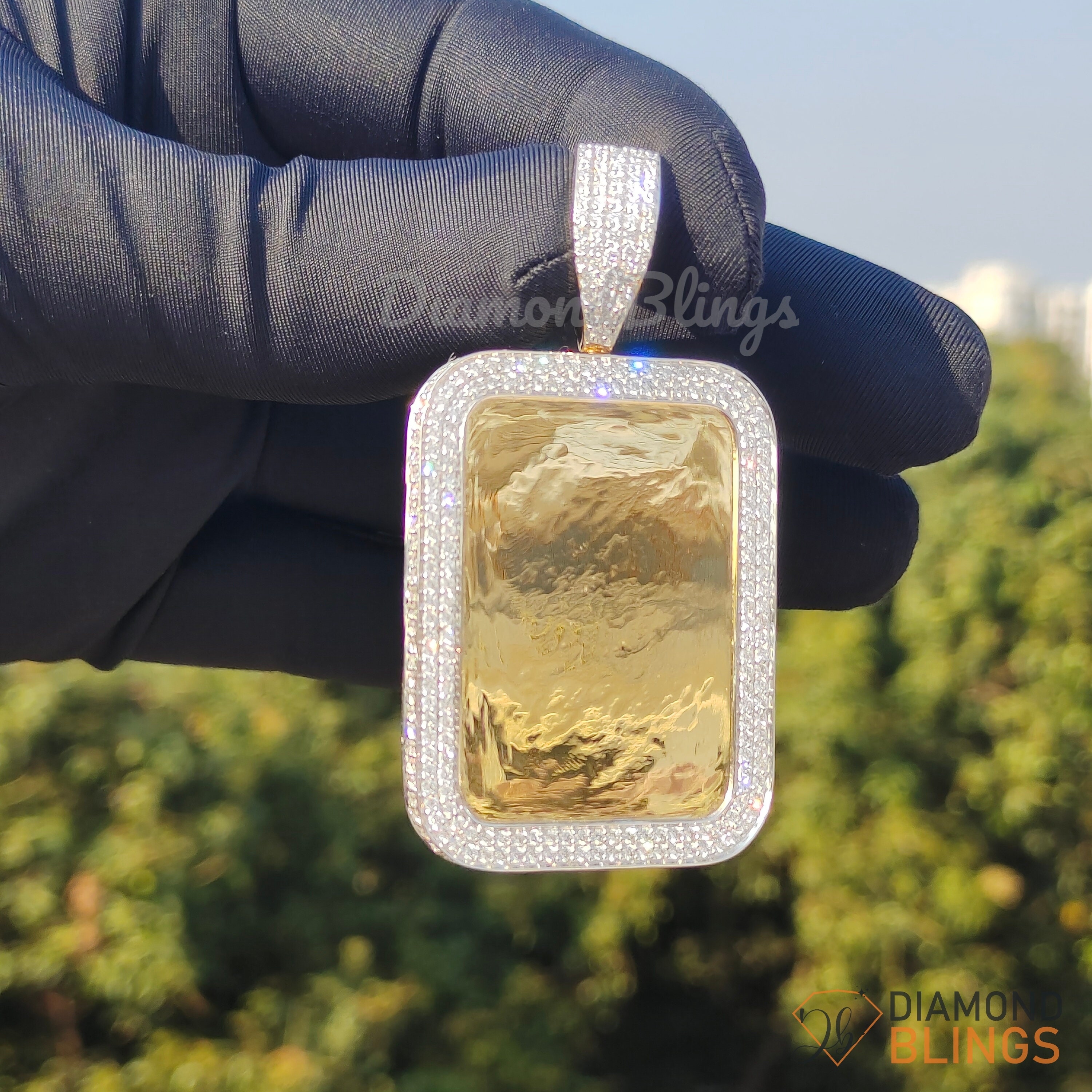 Iced Out Personalized Photo Pendant, Bust Down Silver Gold Custom ...