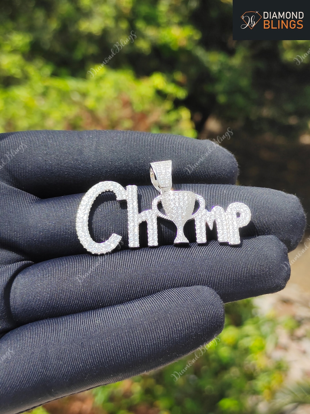 Iced Out Custom "champ" With Bail VVS Moissanite Diamond Pendant ...