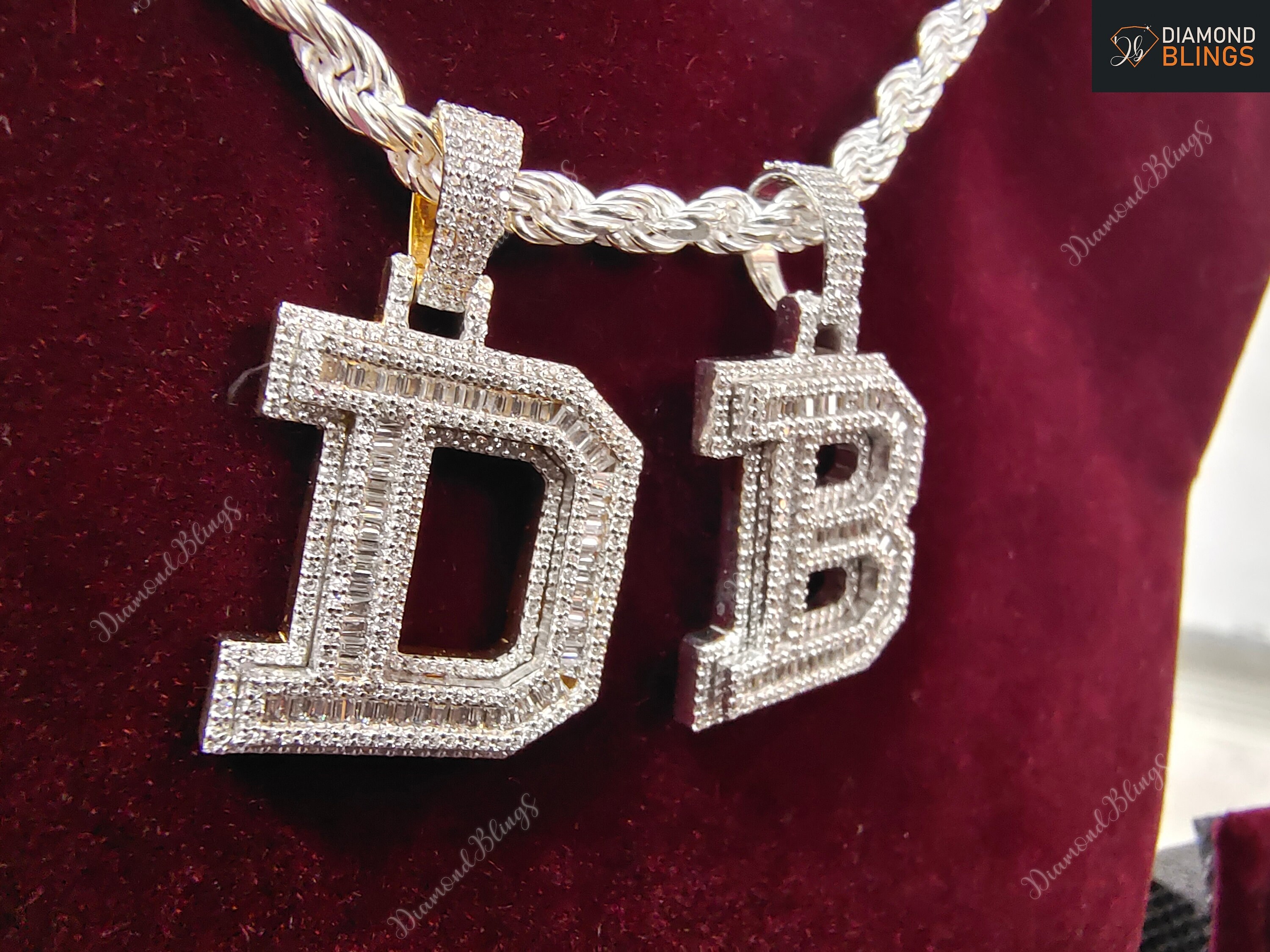 Custom Letters d or B With Bail Iced Out Pendant, Bust Down VVS ...