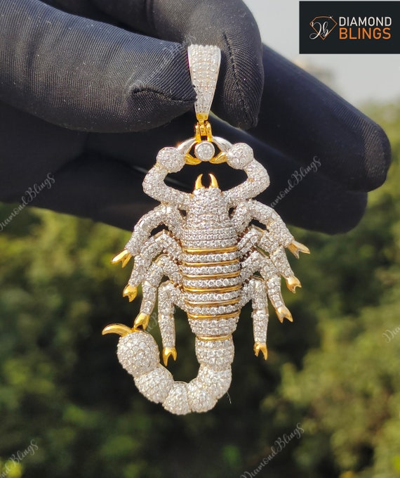 Iced Out Scorpio Pendant Silver 10K 14K Gold Animal Pendant Custom VVS Moissanite Necklace Personalized Animal Shaped Hip Hop Pendant Men Etsy