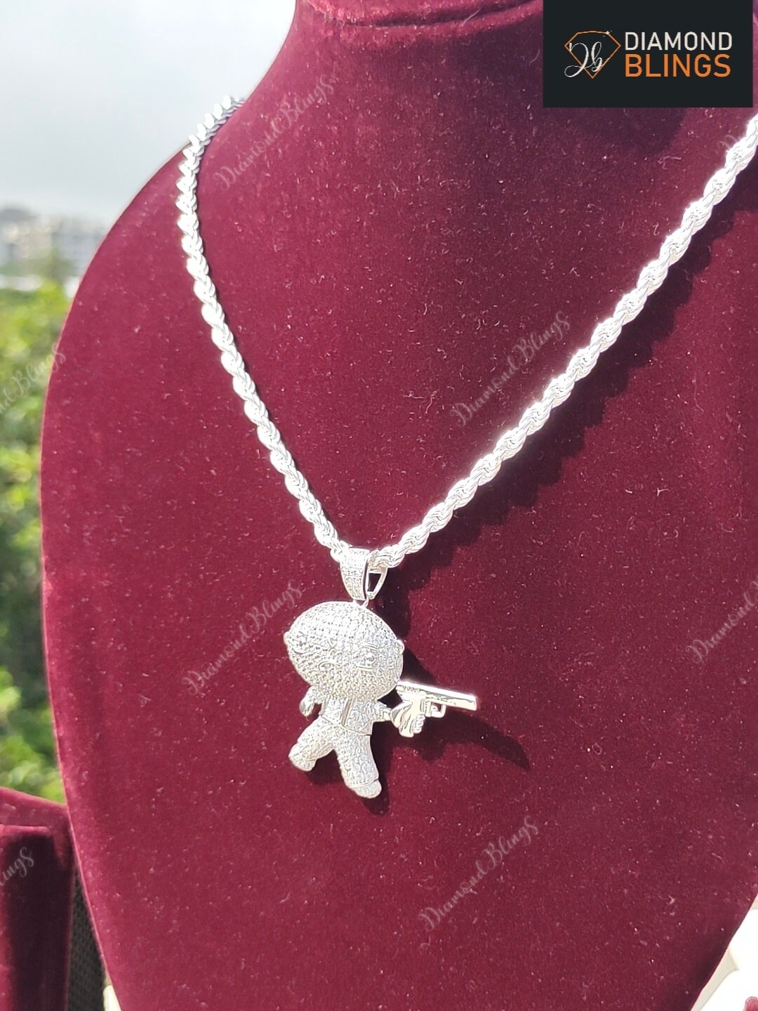 VVS Moissanite Diamond cartoon With Bail Pendant, Iced Out Silver Gold ...