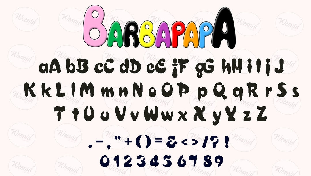Barbapapa Planner Alphabet SVG Font SVG Letters Customize - Etsy