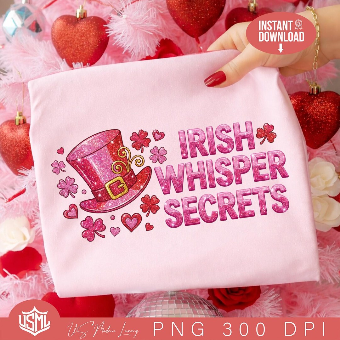 Irish Whisper Secrets PNG, Pink St Patricks Day Shirt, Glitter ...