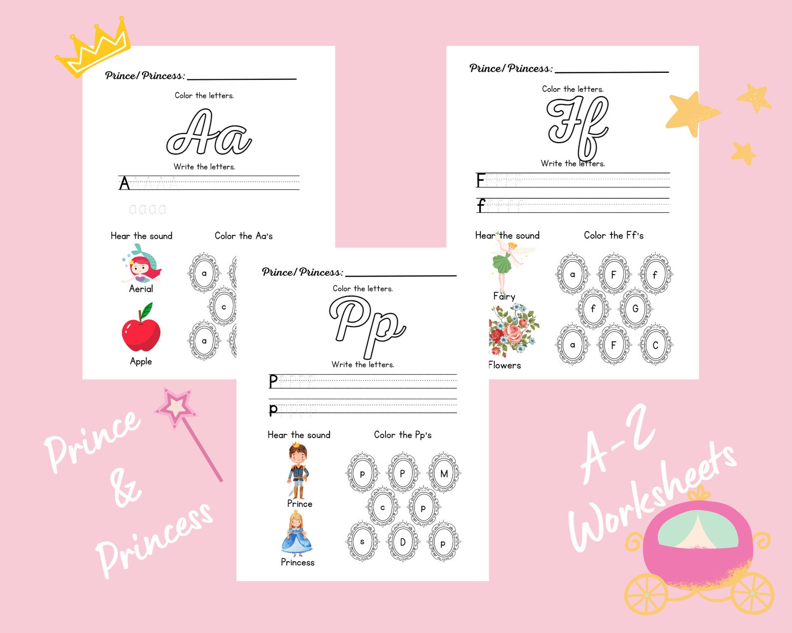 Princess A-Z Worksheet - Etsy