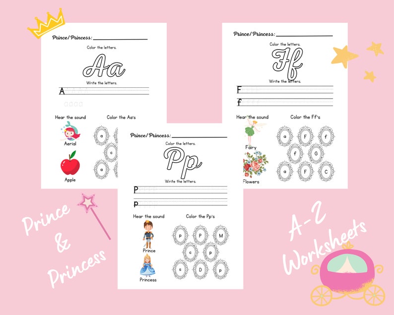 Princess A-Z Worksheet - Etsy
