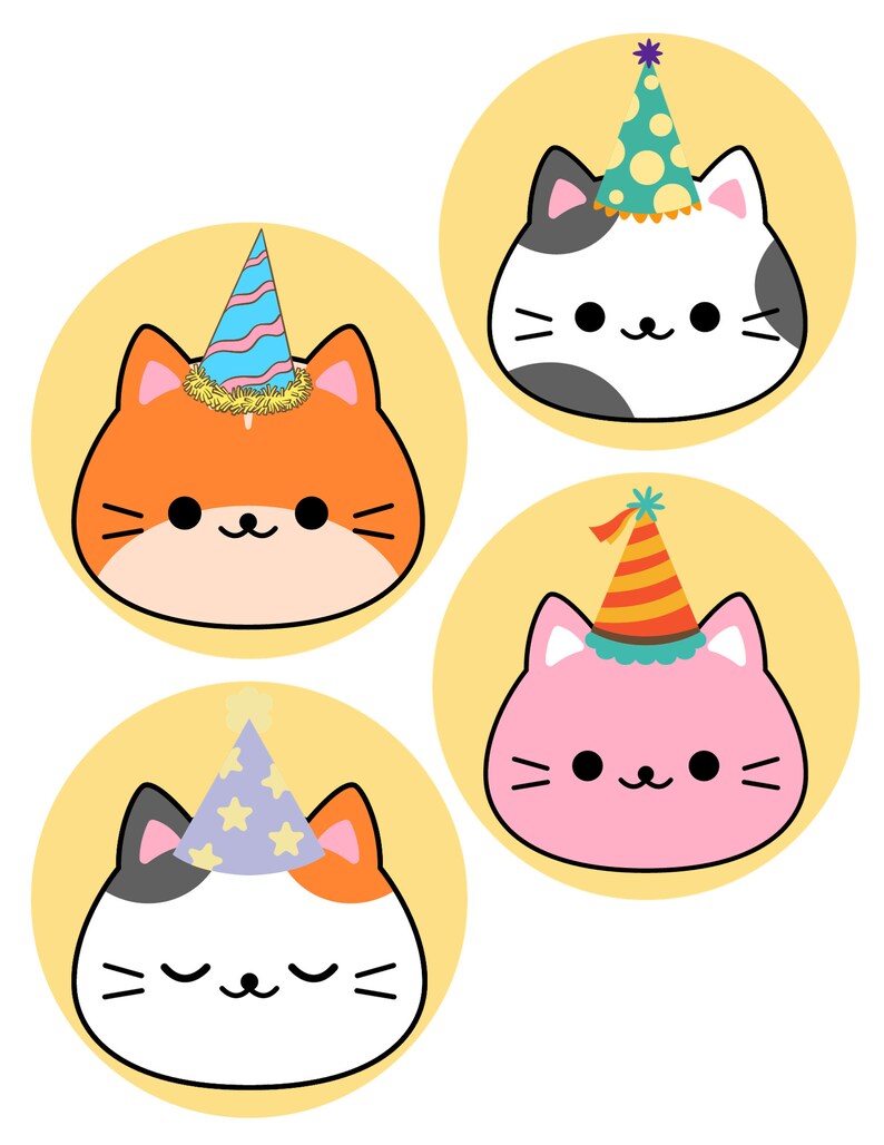 Cats in Hats - Printable Party Décor - Etsy