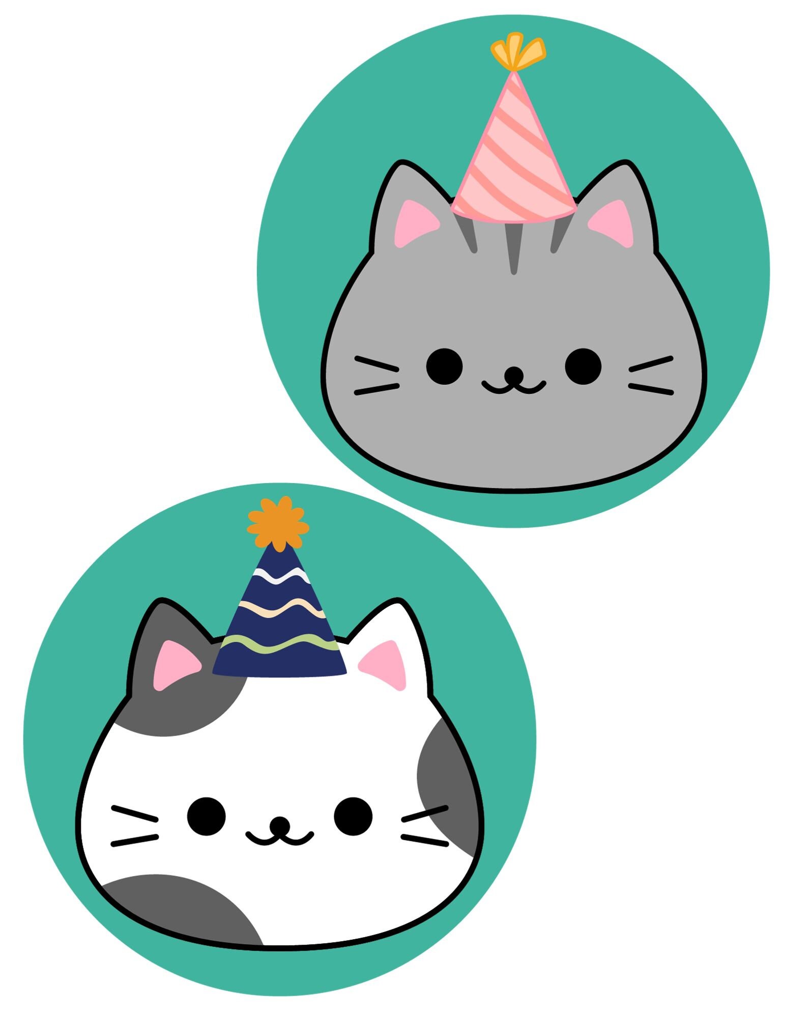 Cats in Hats - Printable Party Décor - Etsy