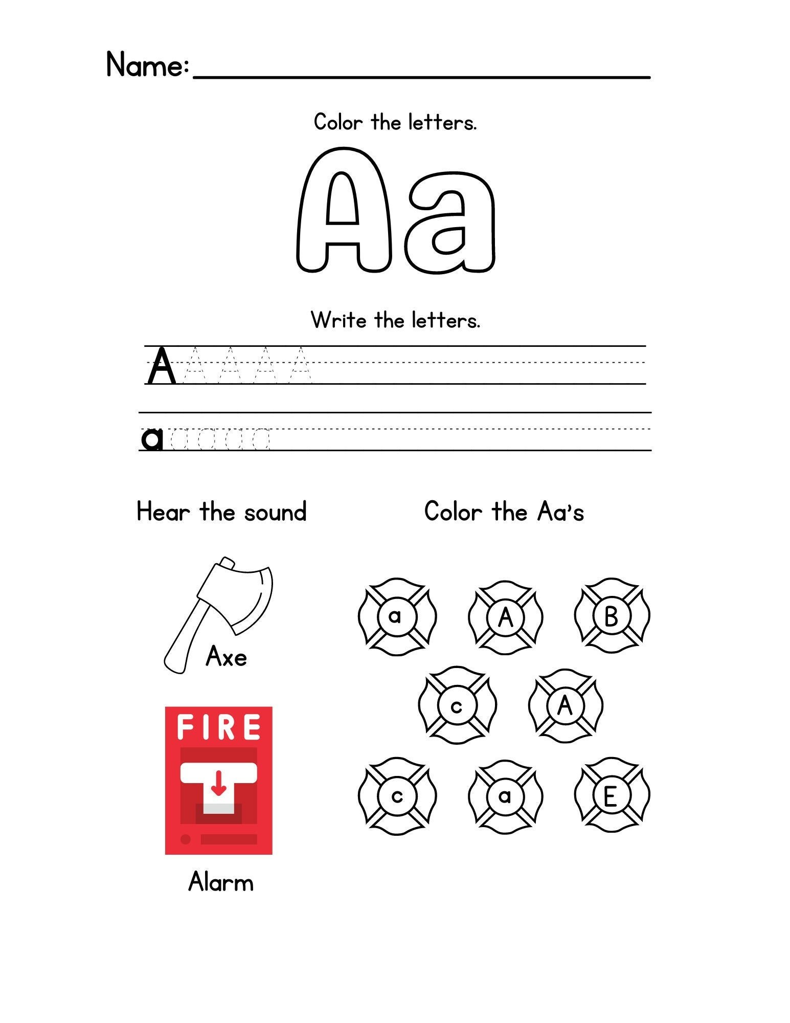 Firefighter Alphabet Worksheet - Etsy
