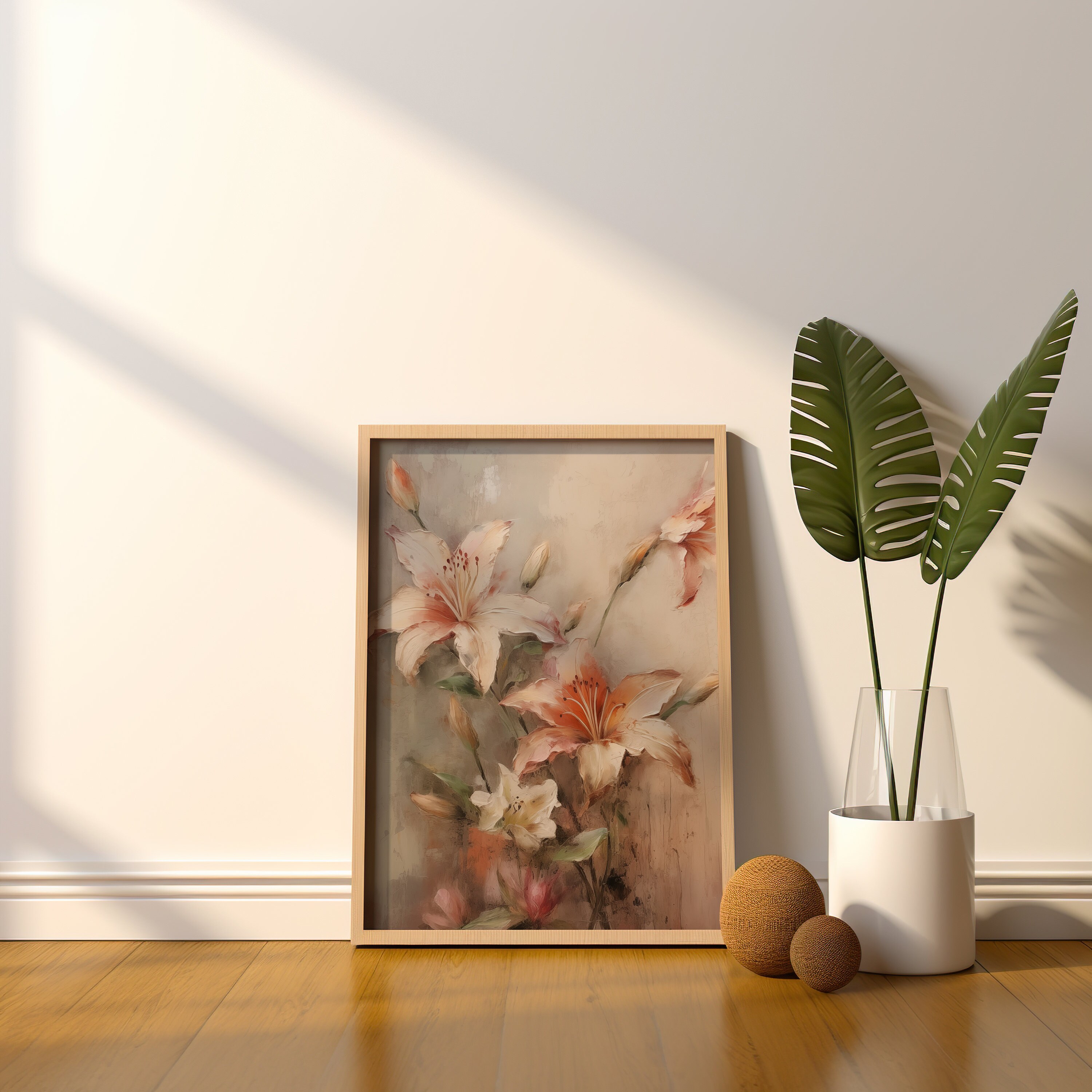Alstroemeria Abstract Wall Art Downloadable Neutral Tones Farmhouse ...