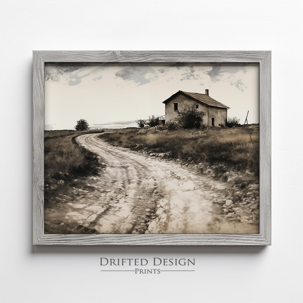Rustic Barn, Vintage Farm Landscape Print, Antique Neutral Tone ...