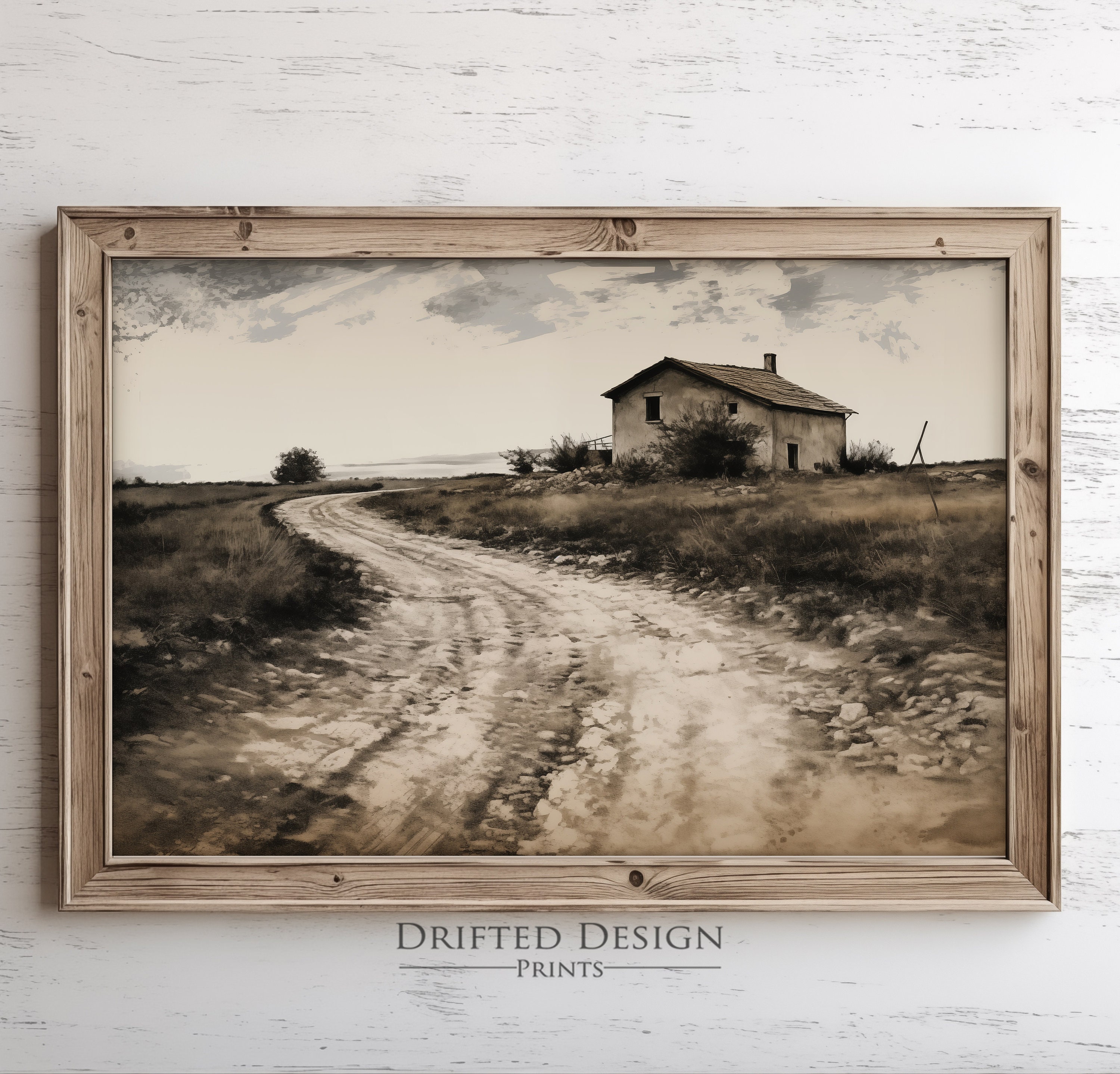 Rustic Barn, Vintage Farm Landscape Print, Antique Neutral Tone ...