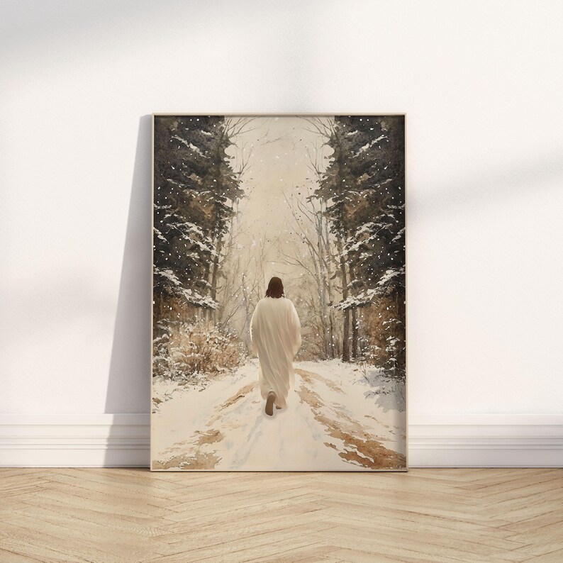 Jesus Christ Winter Scene Watercolor Print: Religious Christian Art ...