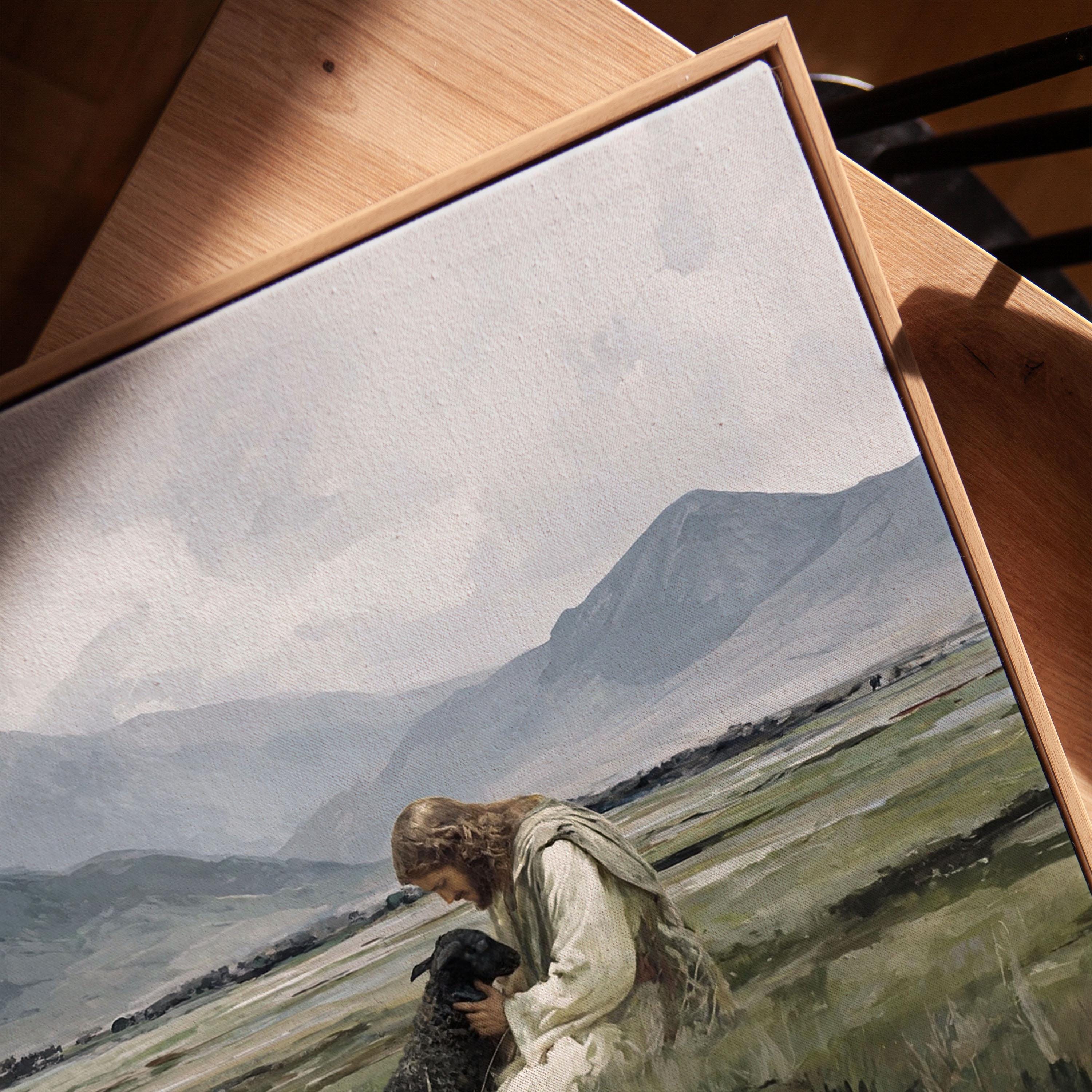 Jesus Christ Shepherd Art Canvas Print: Black Sheep Christian Religious ...