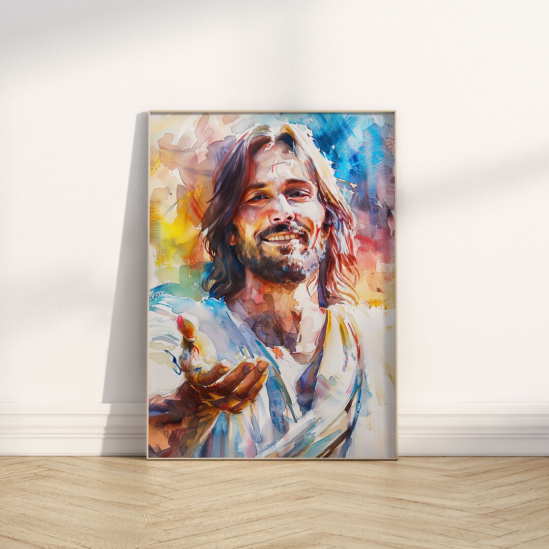 Jesus Christ Rainbow Watercolor Christian Digital Download Religious ...