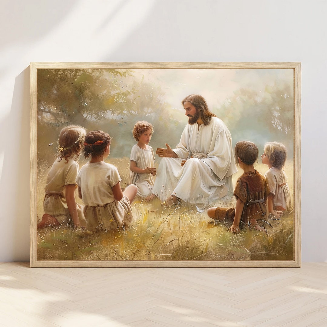 Jesus Christ Teaching Children Watercolor Print: Vintage Christian Art ...