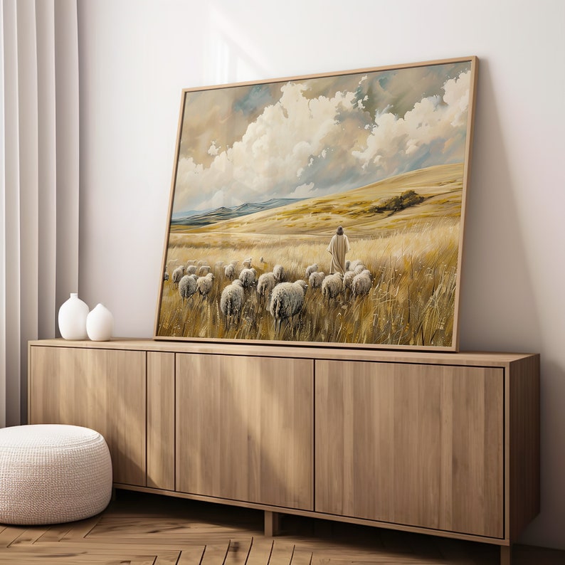 The Good Shepherd Jesus Christ at the 99 Sheep Savior Christian Wall ...