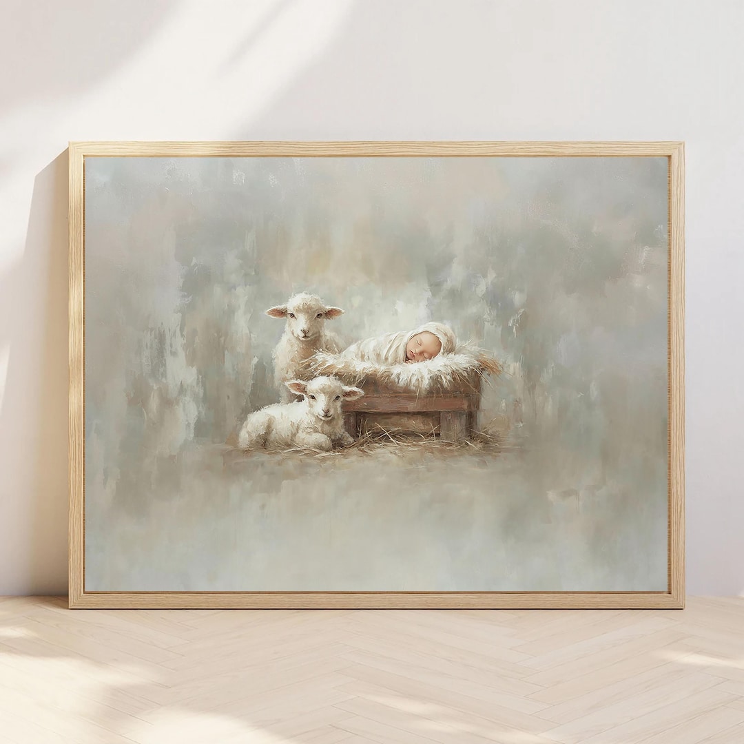 Nativity Scene Print: Holy Night, Baby Jesus, Christian Wall Art ...