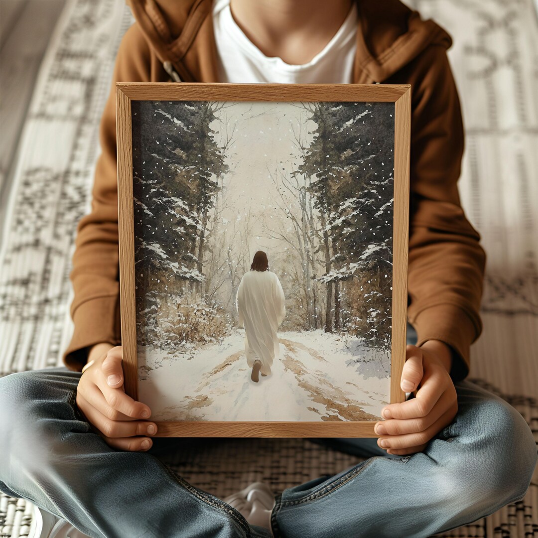 Jesus Christ Winter Scene Watercolor Print: Religious Christian Art ...