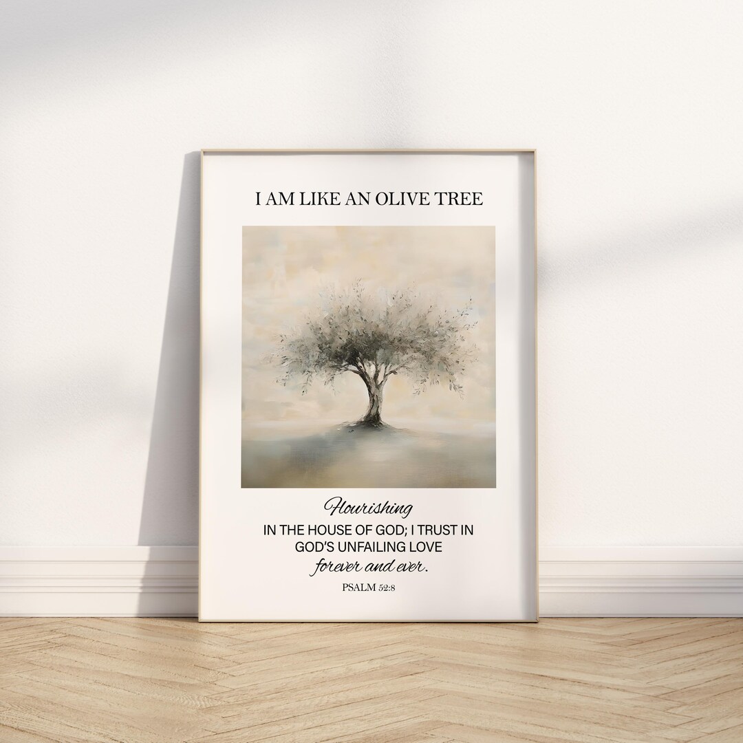 Psalm 52:8 Olive Branch Bible Verse Wall Art, Printable Wall Art ...