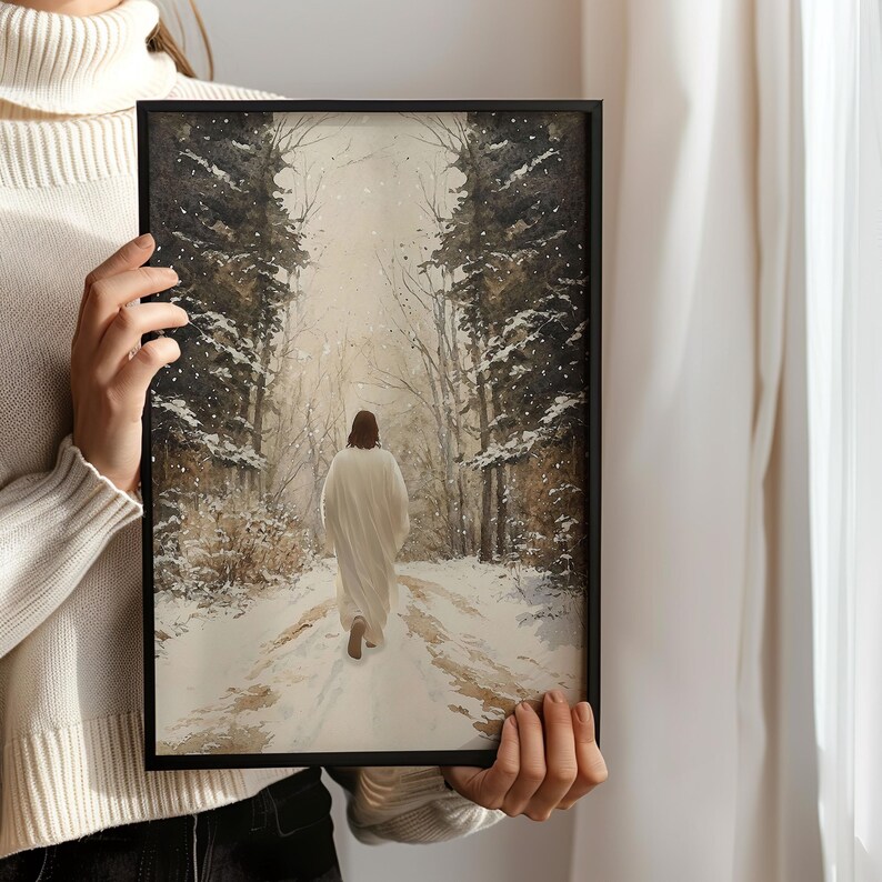 Jesus Christ Winter Scene Watercolor Print: Religious Christian Art ...