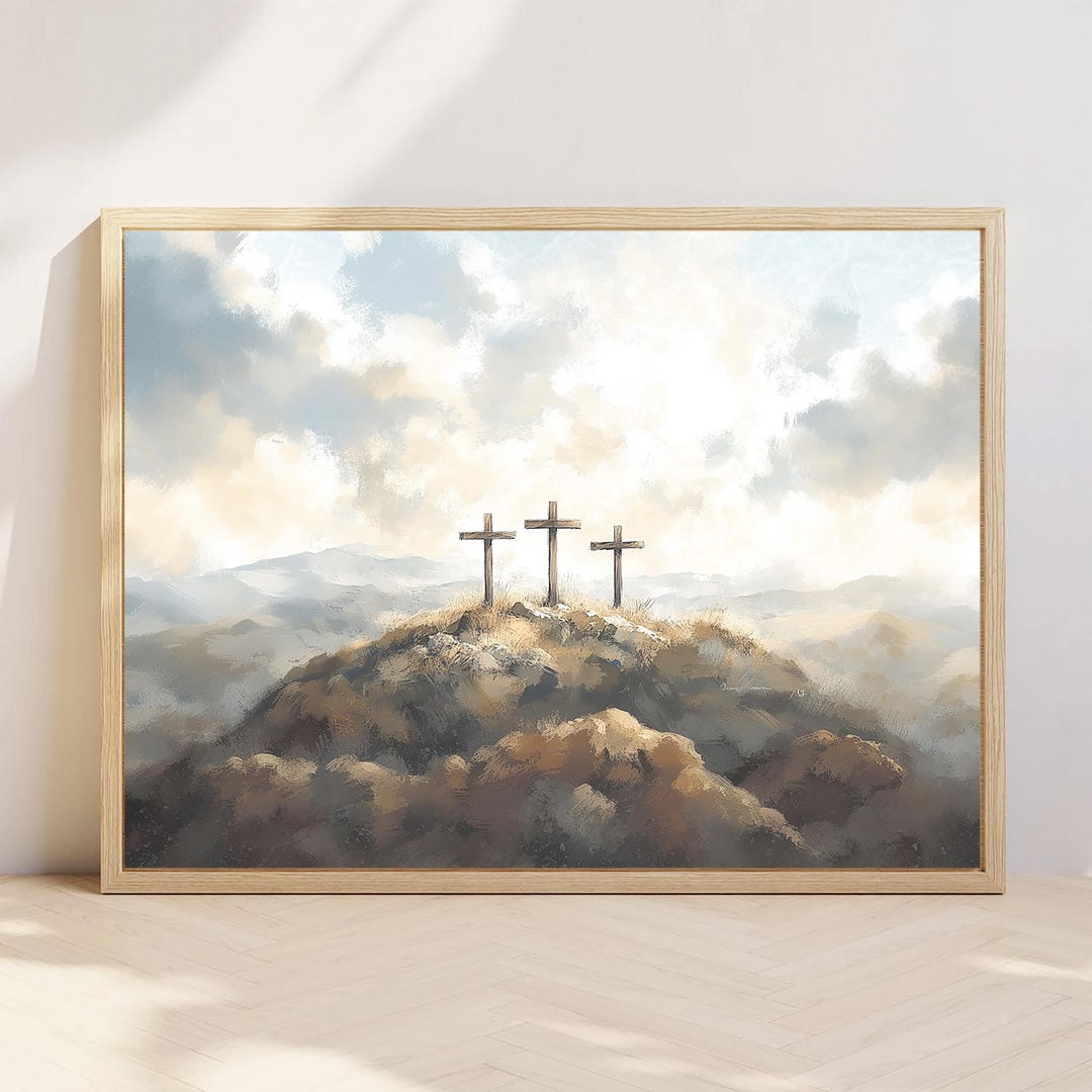 Jesus Cross on Calvary Christian Wall Art Print Instant Digital Download Religious Home Decor 3 ...