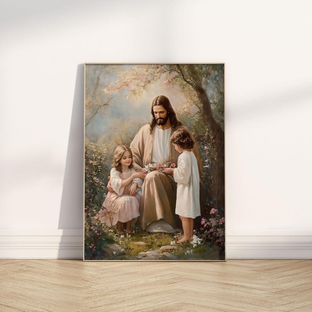 Jesus With Children Art Print: Christian Home Decor (digital Download ...