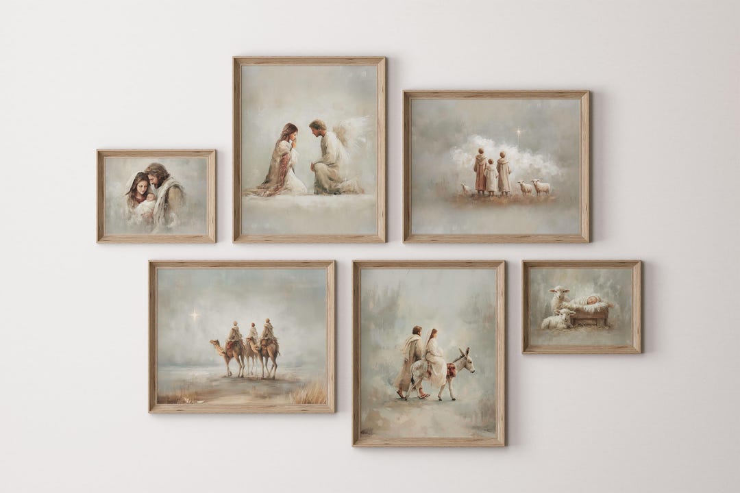 Christmas Nativity Bundle, Jesus Art Prints, Bible Wall Art, Vintage ...