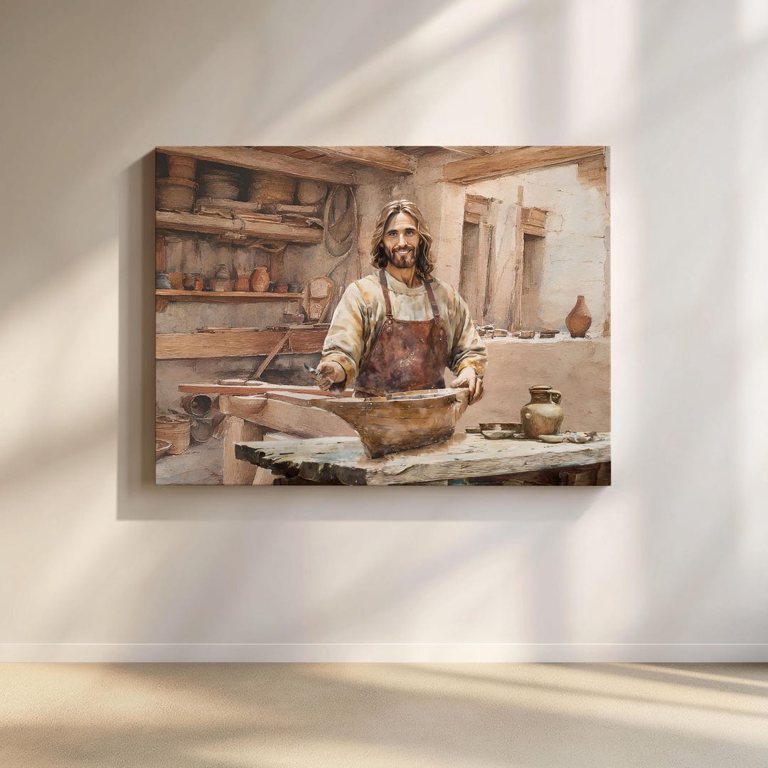 Jesus Christ the Carpenter Art Canvas Print: Christian Religious ...