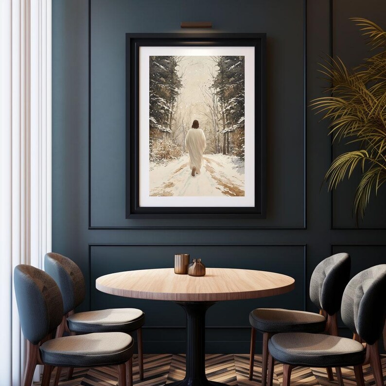 Jesus Christ Winter Scene Watercolor Print: Religious Christian Art ...