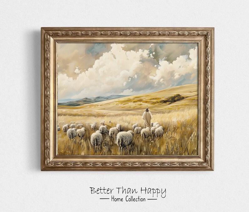 The Good Shepherd Jesus Christ at the 99 Sheep Savior Christian Wall ...