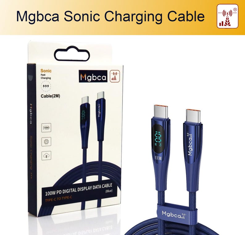 Mgbca 100W USB-C Cable: Nylon Braided Fast Charge Cord With Digital ...